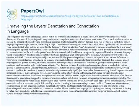 Unraveling The Layers Denotation And Connotation In Language Free Essay Example 464 Words
