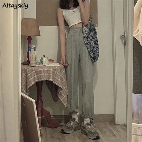 하렘 바지 여성 하라주쿠 기본 가을 세련된 운동 여성용 바지 소프트 올 매치 단순 한국 Streetwear 새로운 디자인 캐주얼