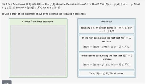 solved let f be a function on [0 1] with f 0 0 f 1
