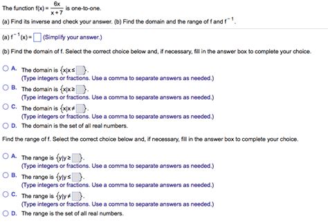 solved the function f x is one to one a find its inverse