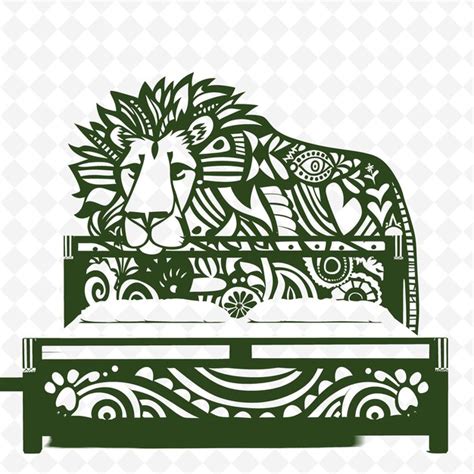 Premium Psd Jungle Themed Bed Frame Outline With Lion Design And Paw