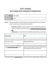 CIS 2550 Topic11 Lab Docx CIS 2550 Lab Worksheet Topic 11 Designing A Scheme Creating