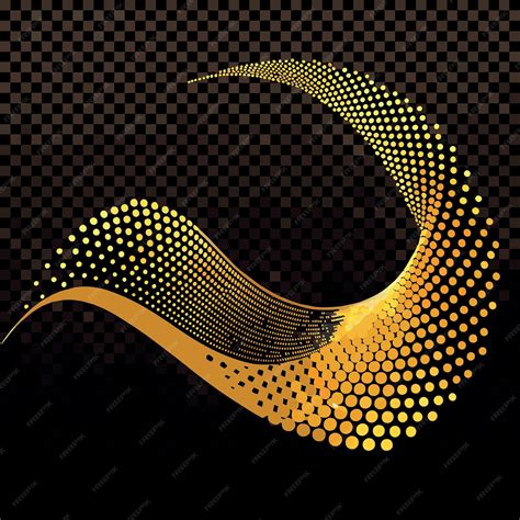 Premium Vector Flowing Dots Particles Wave Pattern 3d Curve Halftone Gold Gradient Curve Shape