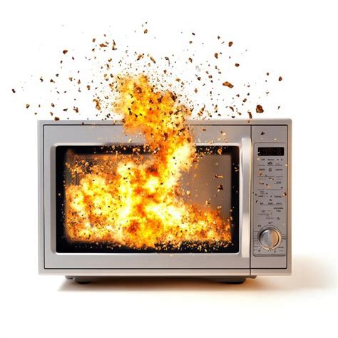 Burning Microwave Oven On A White Background 3d Rendering Premium Ai Generated Image