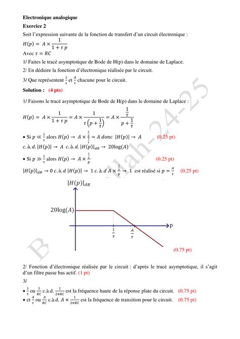 Pdf Corrigé De Lexercice N°2 De Lexamen Final De La Matière Electronique Analogique 2024 2025