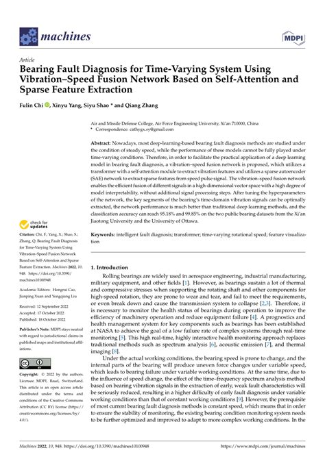 Pdf Bearing Fault Diagnosis For Time Varying System Using Vibration