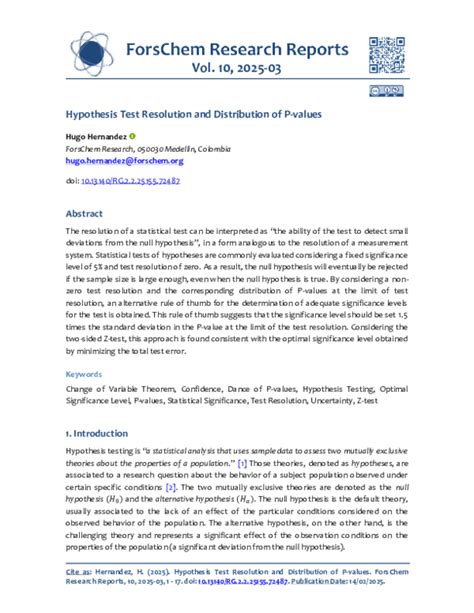 Pdf Hypothesis Test Resolution And Distribution Of P Values