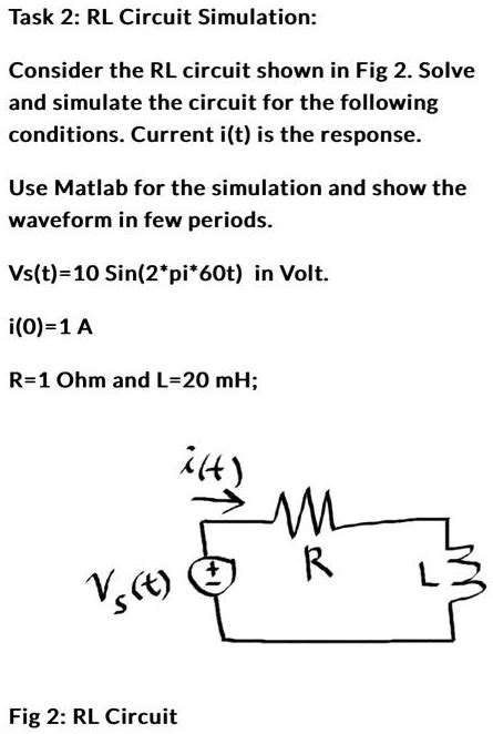Solved Task 2 Rl Circuit Simulation Consider The Rl Circuit Shown In
