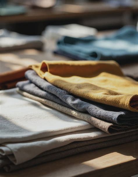 Textile Sorting Table Displaying Neatly Folded Swatches In Various