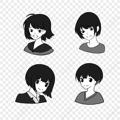 귀여운 일러스트 소녀 무색 캐릭터 아바타화신머리스타일 Png 일러스트 무료 다운로드 Lovepik