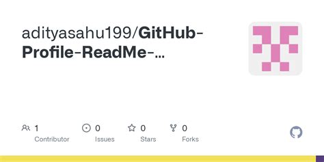 Github Adityasahu199github Profile Readme Generator