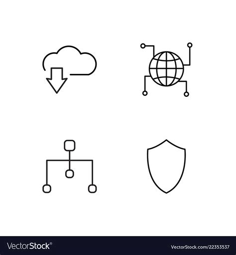Web Simple Outlined Icons Set Royalty Free Vector Image