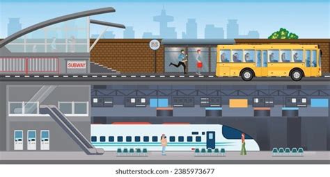 Public Transit Service Design Elements City Stock Vector Royalty Free