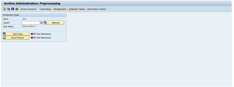 COA SAP Tcode PP Archiving Orders Preparation