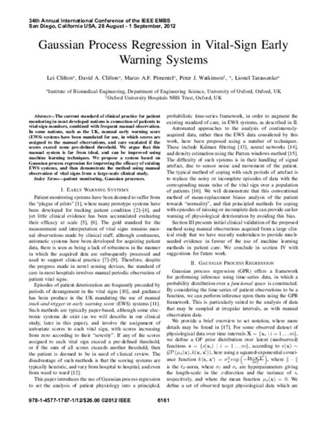 pdf gaussian process regression in vital sign early warning systems