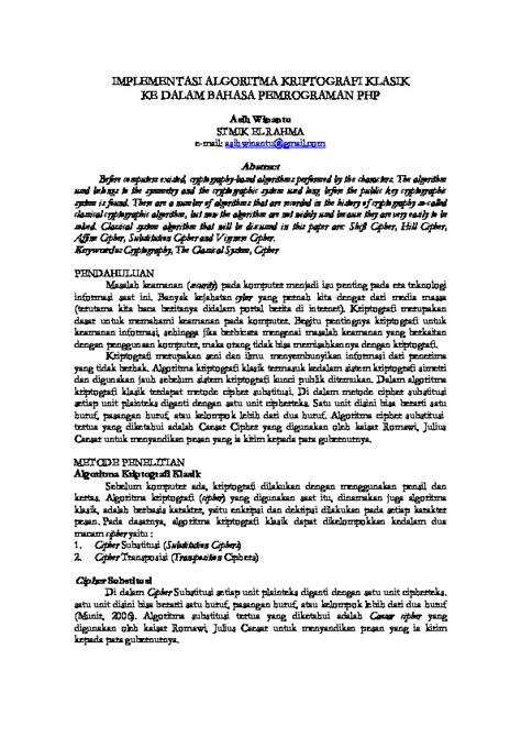 implementasi algoritma kriptografi klasik pdfcoffee
