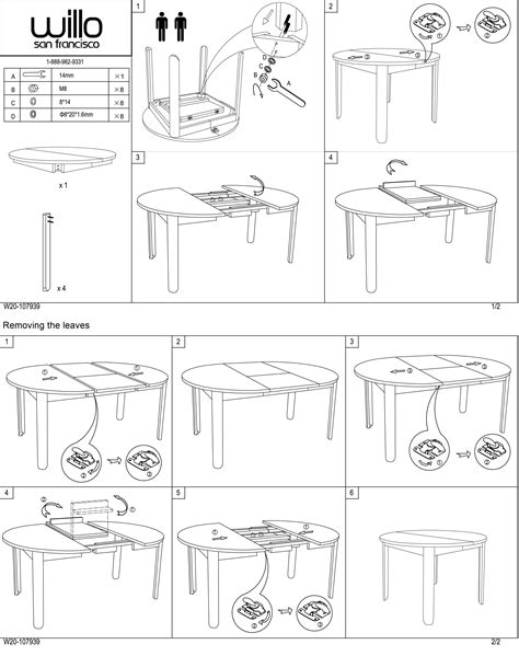 Olea 42 Round Extension Table Assembly Instructions
