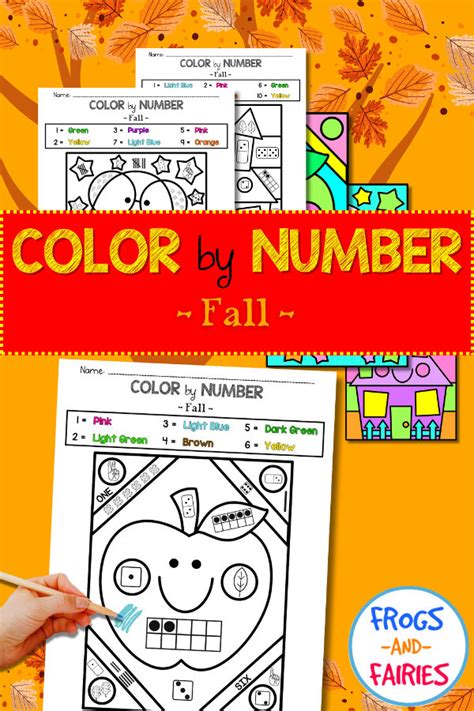 Fall Color By Code Number Sense Frogs And Fairies