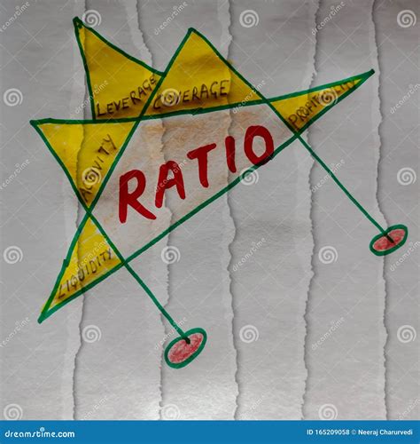 Ratio Analysis Diagram Displayed On Star Shape Geometric Diagram Stock