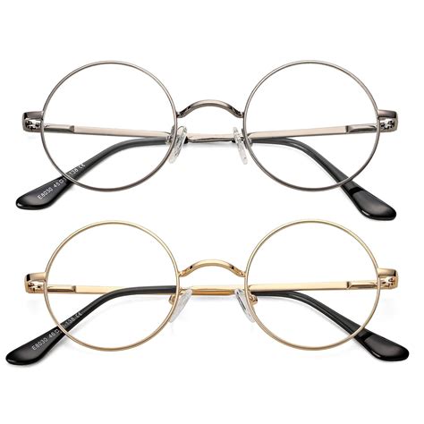 Buy 2 Pack Retro Small Round Glasses With Clear Lens Braylenz Unisex