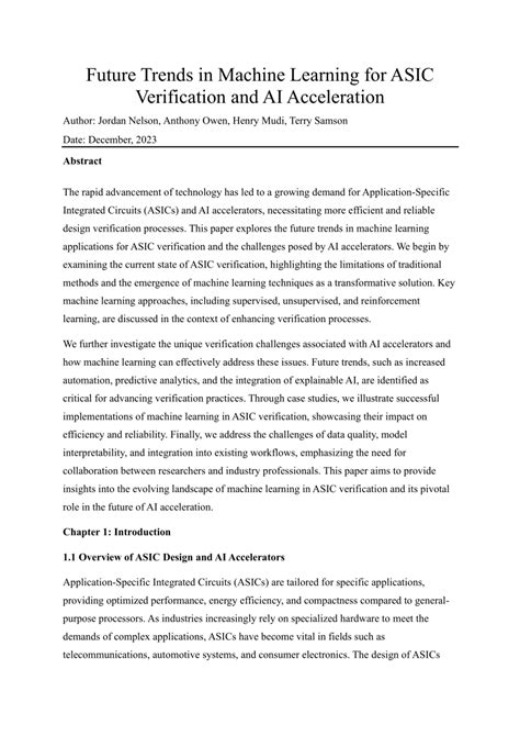 Pdf Future Trends In Machine Learning For Asic Verification And Ai Acceleration