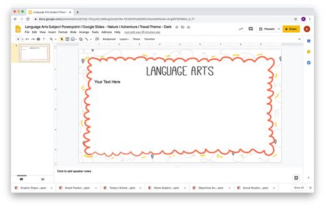 Language Arts Subject Slide Powerpoint Google Slides Nature Adventure Th Of Grace Marketing