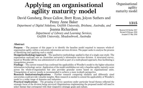 Applying An Organisational Agility Maturity Model
