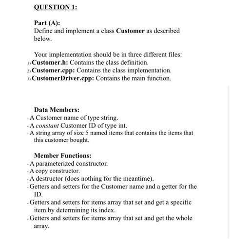 Solved In Object Oriented Programming C The Two Parts For Chegg