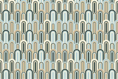 Geometric Curve Shapes Art Deco Style Seamless Repeat Pattern 50788755