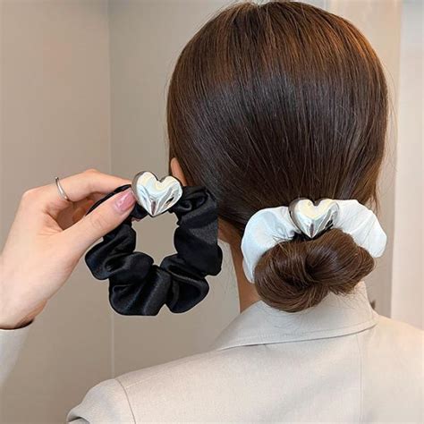 데일리 하트곱창머리끈 헤어슈슈 방울머리끈 고무줄