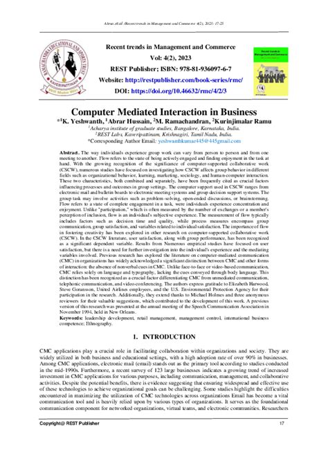 Pdf Computer Mediated Interaction In Business