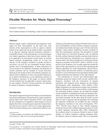 Flexible Wavelets For Music Signal Processing