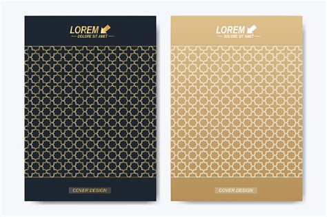 현대 벡터 템플릿 안내 책자 전단지 전단지 광고 표지 잡지 또는 연례 보고서 A4 크기입니다 이슬람 디자인 책 레이아웃입니다 이슬람 스타일에서 추상 골든 프레 젠 테이 션