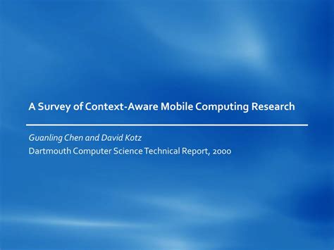 Ppt A Survey Of Context Aware Mobile Computing Research Powerpoint