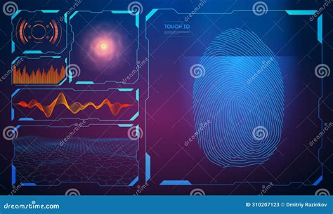 Digital Fingerprint Authentication Technology Interface Stock Image