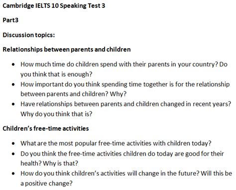 Cambridge IELTS 10 Speaking Test 3 Part 3 Questions Answers