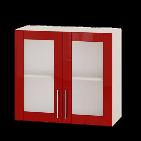 Кухня Модерн Эверест модуль Верх Витрина ВВ10 800 Красный Глянец Дуб молочный 80х30х72см