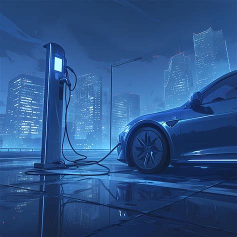 Electric Future Urban Ev Charging Premium Ai Generated Image