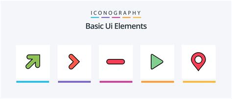 Basic Ui Elements Line Filled 5 Icon Pack Including Up Arrow Info Video Media Creative