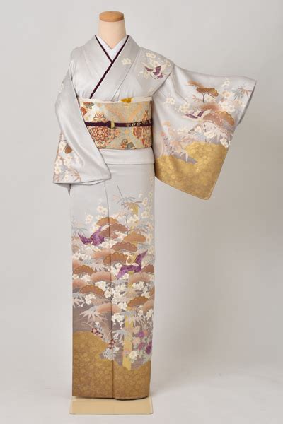 訪問着 鶴と金彩と刺繍 ｜着物レンタルあき 来店着付け無料・全国配送無料