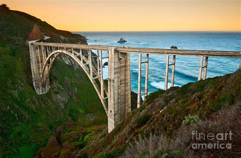 Beautiful Coastal View Of Big Sur In California In Sunrise With Bixby