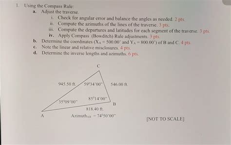 Solved Using The Compass Rule A Adjust The Traverse I