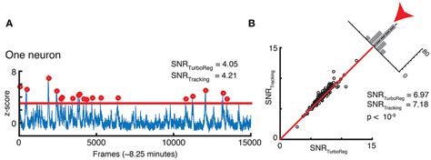 A Snr Calculation For One Neuron B Snr Correlation Of Tracking