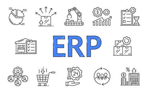 Erp 아이콘 기업 자원 계획 Infographic 프리미엄 벡터