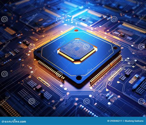 The Processor On The Circuit Board Is Inside The Computer Stock Illustration Illustration Of