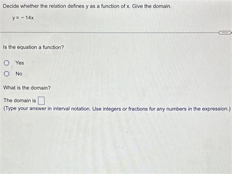 solved decide whether the relation defines y ﻿as a function