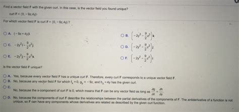 Solved Find A Vector Field F With The Given Curl In This