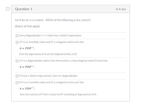 solved let a be an n×n matrix which of the following is are