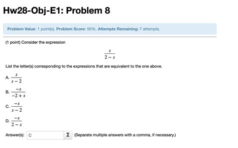 Solved Hw28 Obj E1 Problem 8 Problem Value 1 Points