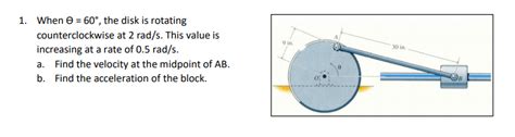 Solved When 60° The Disk Is Rotating Counterclockwise